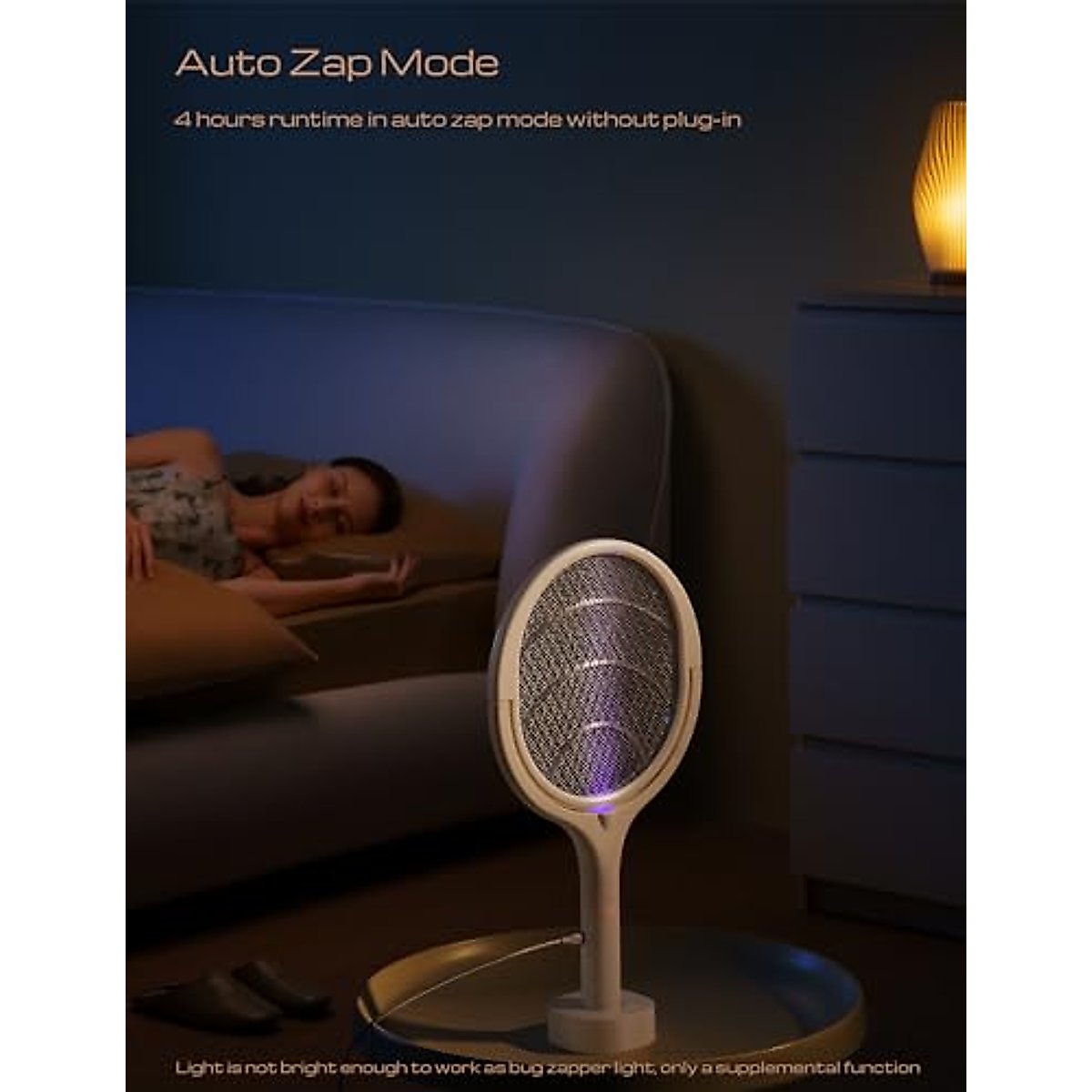 Rotating Head Rechargeable Fly Swatter Electric Fly Swatter Racket Bug Zapper Racket Indoor Bug Zapper Indoor Fly Zapper Repellent Fruit Fly Trap Mosquito Zapper, with a Telescopic Extension
