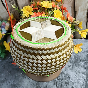 Heavens Tvcz Sticky Rice Basket Serving Thai Laos Small Handmade Bamboo to Keep Sticky Rice Warm for Restaurant