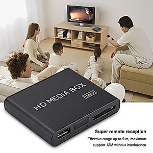 HD Media Player Box 110-240V Full HD Mini Box Media Player 1080P Media Player Box Support USB MMC RMVB MP3 AVI MKV.(Black)