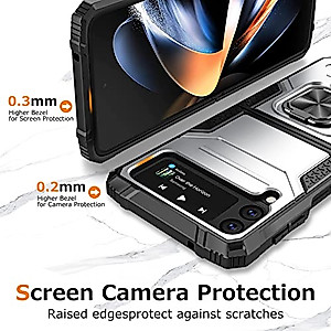 RLUYIDIKS for Samsung Galaxy Z Flip 3 Case,360°Rotate Ring Stand Magnetic Cover Case,Military Grade Protection Shockproof Phone Case,6.7inch for Samsung Galaxy Z Flip 3 5G,Silver RUS01-03 CP