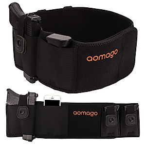 Aomago Belly Band Holsters for Men Women with Extra Mag Pouch - Small Adjustable Waistband, Gun Holster Fits Glock, Bodyguard 380, Taurus 1911, Sig Sauer, etc