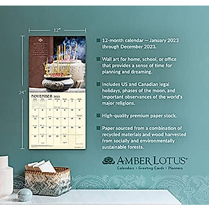 Meditation 2023 Wall Calendar | 12" x 24" Open | Amber Lotus Publishing
