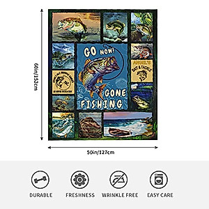 Socofuz Fish Blanket, Fish Blankets Throws Fishing Blanket, Gift for Fishing Lover, Fish Hunter Gift for Men Boy Dad, Super Soft Flannel Blanket for All Seasons 50x60 inches