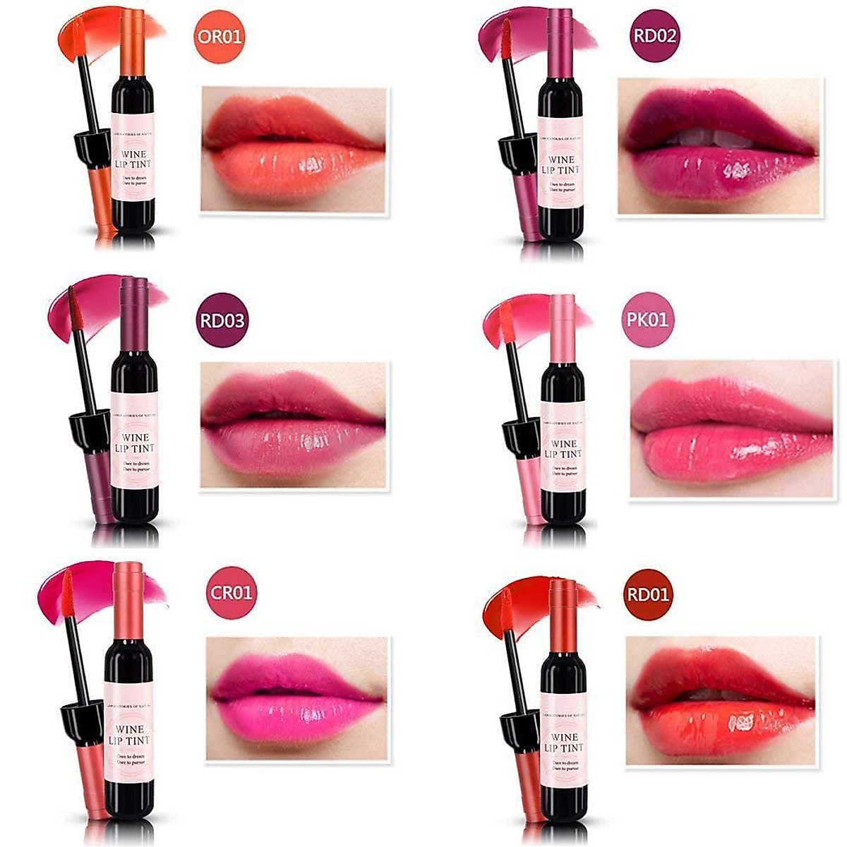 6 Colors/Set Wine Lipstick Matte Long Lasting Waterproof Lip Tint Set Lip Gloss Lip Stain Wine Bottle Lipstick Liquid Lipgloss, Valentine's Day Gift Kit Ideas for Girlfriends, Women, Moms | KlsyChry