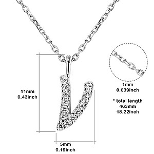 Me Plus Initial Letter Alphabet Small Pendant Charm 925 Sterling Silver Cubic Zirconia Made in Korea (Initial - V)