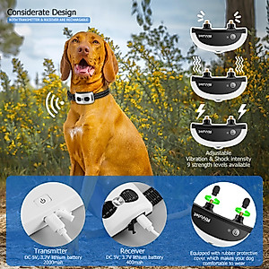Rivulet Electric Wireless Dog Fence System Electric Dog Fence Training Collar w/Remote 2-in-1, Dog Containment Fence,Adjustable Vibration&Shock Rechargeable Pet Fence for Small Medium Large Dogs