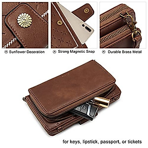 S-ZONE Crossbody Cell Phone Purse Wristlet Wallets for Women RFID Blocking Phone Wallet with 2 Straps