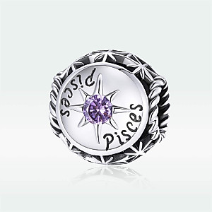 Pisces Constellation Charm 925 Sterling Silver Birthstone Charm Anniversary Charm Love Charm Lucky Charm for Pandora Charm Bracelet (Pisces (2.19-3.20))