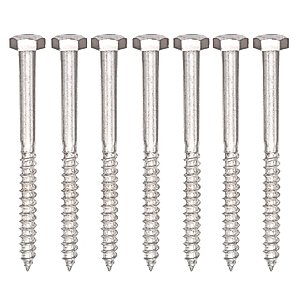 binifiMux 20pcs 1/4" x 4" Stainless Steel Hex Head Lag Screws Bolts Coach Bolts, A2-70/18-8, Plain Finish