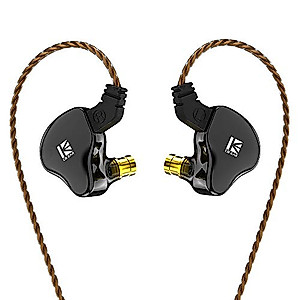 YINYOO KBEAR KS2 Earphones Stereo Bass in Ear Headphone, HiFi Over Ear Earbud in Ear for Drummers Noise Cancelling 1BA 1DD Hybrid IEM with Removable Cable for Running Walking (with mic, KS2 Black)