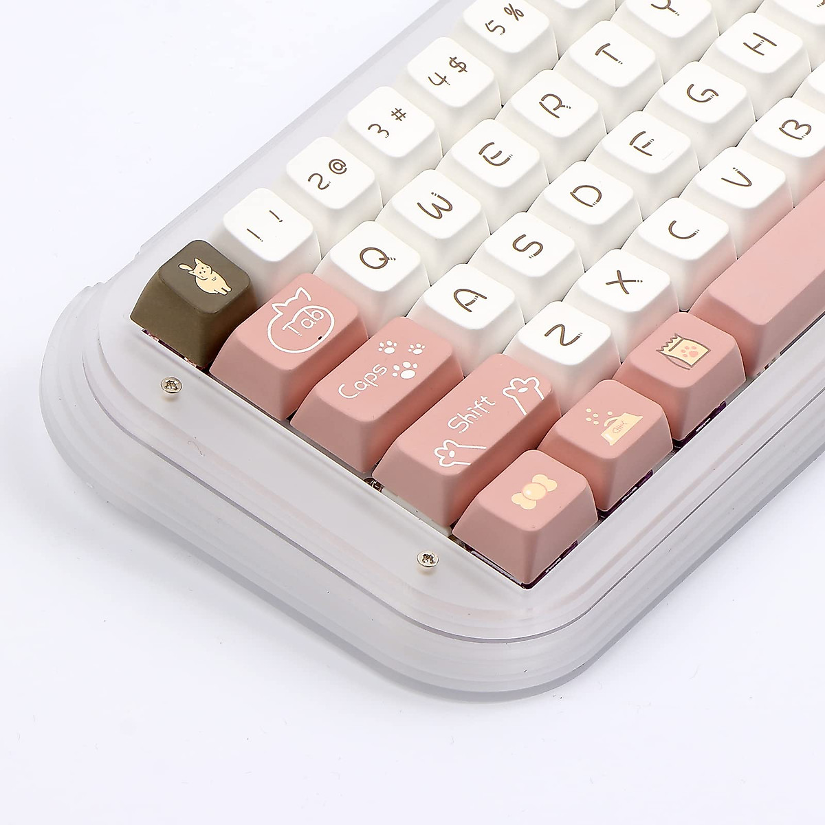 EPOMAKER Mini Cat 64 60% Hot Swappable Acrylic RGB Wired Mechanical Gaming Keyboard, VIA Programmable with Dye Sublimation PBT Keycaps for Mac/Win/Gamers(MIA Keycaps, Epomaker Flamingo Switch)