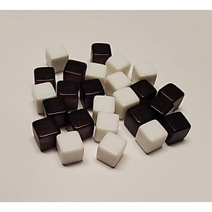 25x Very Small 8mm Counting Markers Black and White Cubes Blank Dice for Tabletop Gaming and Education