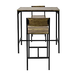 Haotian 3 Piece Bar Set, 1 Bar Table and 2 Stools, 3 Pieces Dining Set, Home Kitchen Breakfast Bar Set, Furniture Dining Set, Natural OGT03-XL