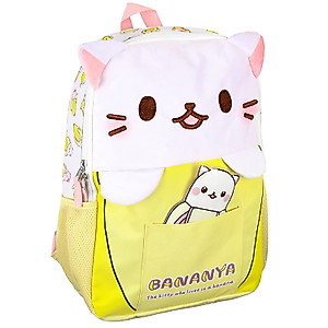 Crunchyroll Bananya Plush 3-D Cat Anime Cartoon 16" Backpack