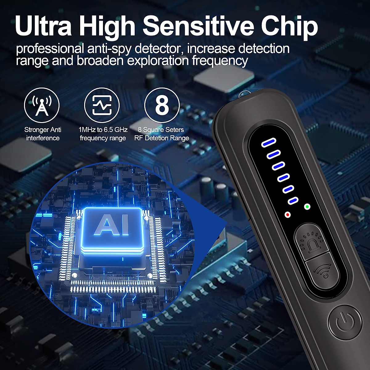 WZZHID Hidden Camera Detector, Portable Anti Spy Detector, Bug Sweeper Car GPS Tracker, RF Wireless Signal Scanner Infrared Finder for Home, Office, Hotel, Bathroom, Travel