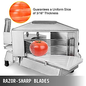 VEVOR Commercial Tomato Slicer, 3/16-Inch Tomato Cutter Vegetable Slicer, Manual Tomato Cutter with Built-in Cutting Board, Stainless Steel Blades for Restaurant or Home Use