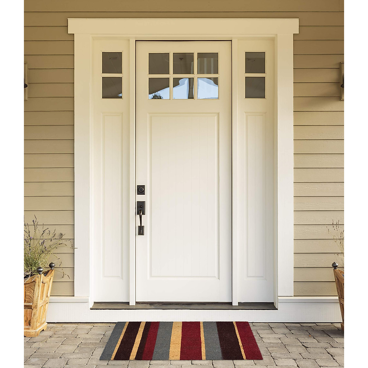 DII Colorful Design Natural Coir Doormat, 18x30, Multi Stripe