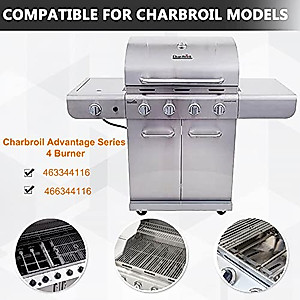 Yiming Grill Replacement Parts for Charbroil Advantage Series 4 Burner 463344116, 466344116 Gas Grill Models. Pipe Burner Tube, Heat Plate Tent Shield, Crossover Tube Replacement Kit for Charbroil.