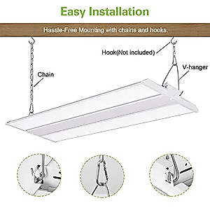 hykolity 2 Pack 4FT LED Linear High Bay Shop Light, 300W LED Shop Light, 37500lm 125LM/W, 100-277V, 0-10V Dim, 5000K Daylight Linear Hanging Light for Warehouse Workshops, UL Listed, 5 Years Warranty
