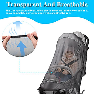 Stroller Sun Shade (Universal) - UV Protection - Breathable - Sun Protection for Strollers - Large Stroller Shade (Transparent) - Accessories for Strollers