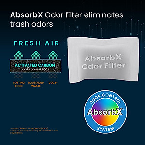 iTouchless 4-Pack AbsorbX Odor Filter Deodorizers, Absorbs Trash Odors, All Natural Activated Carbon, Biodegradable, for use with 8 Gallon and Larger Trash Cans