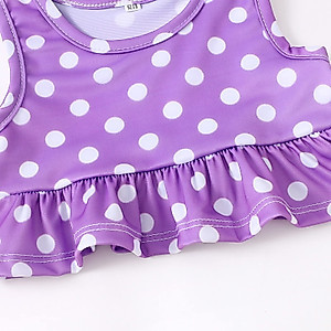 Toddler Girl Swimsuit Polka Dots Baby Girl Bathing Suit Sleeveless Swimwear Two-Piece Beach Bikini Summer(12-18 Months, Blue)