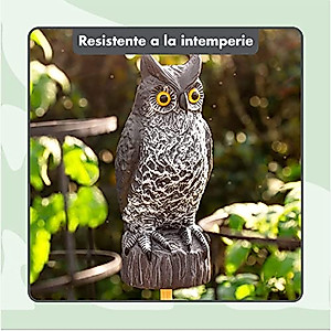 Bird Blinder Owl Decoy (16.5 Inch Tall) Natural Enemy Bird Deterrent, Great Horned Owl to Keep Birds Away - Owl Decor to Protect Gardens from Wildlife - Scarecrow for Outdoors or Indoors