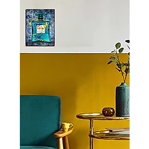 CIRABKY Fashion Wall-Art Canvas - Teal Wall Decor For Bathroom - Perfume Wall Art Bedroom Wall Decor For Women Size 15 x 11.5 Inches