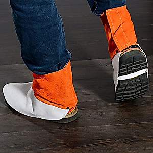 QeeLink Leather Welding Spats - Heat and Abrasion Resistant Welding Boot Covers - Shoes Protectors - Welding Gaiters, 1 Pair