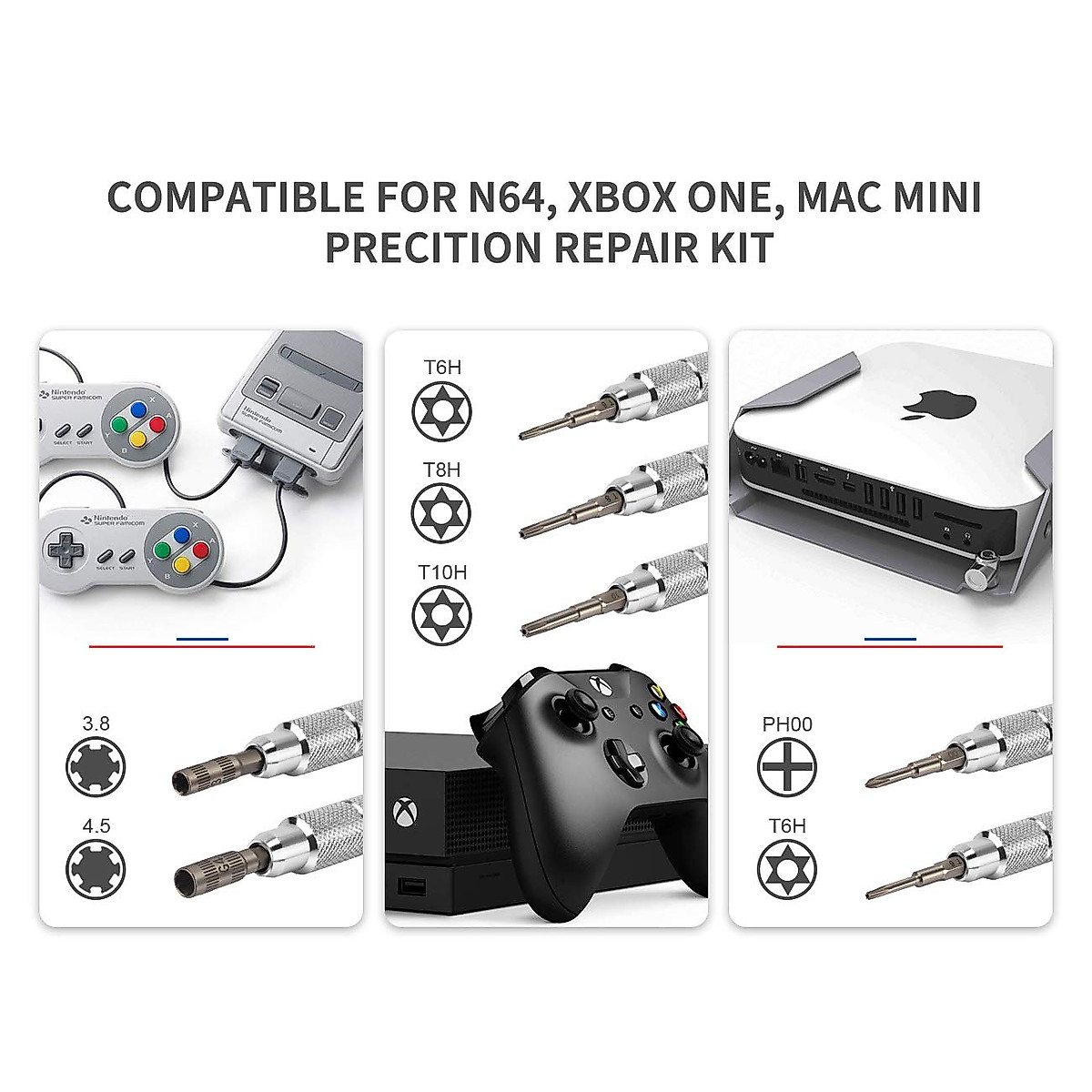 Showpin Game Repair screwdriver Kit: 23N1 MIni screwdriver set with Xbox Y00 T6 T8 T9 T10 Bit for Video Game Console controller for Nintendo Switch JoyCon PS4 PS5 Xbox