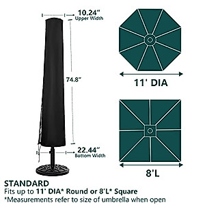 Patio Umbrella Cover, Aucovely Waterproof Market Parasol Covers with Zipper for 7ft to 11ft Outdoor Umbrellas Large, Black 210D