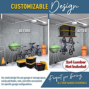 Koova Universal Garage Shelving Kit - Heavy-Duty, Easy Install, Customizable, 600 lbs. Support, Made in USA, Maximize Storage, Reclaim Floor Space