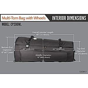 Multi-Tom Drum Bag with Wheels by Protec, Model CP200WL, Black