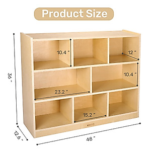 wingyz Wooden Storage Cabinet, 8-Section Kids Toy Storage Organizer, Spacious Montessori Kids Bookshelf, Toy Shelf Storage Organizer for Playroom Bedroom Classroom Nursery Study Room Living Room