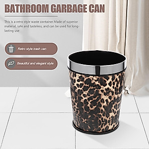ABOOFAN Small Bathroom Trash Can Garbage Can Leopard Printed Waste Basket with Top Ring to Fix Bag for Bedroom Office Home