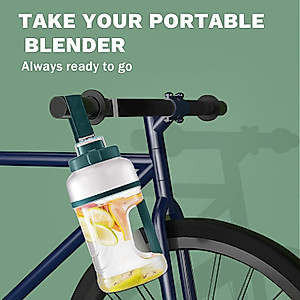 Atopskins Electric Portable Blender Cordless 32oz 3000mAh Rechargeable Travel Blender to Go 1000ml Large Smoothie Blender 18000 RPM Sport Personal Size Blender Cup Fruit Juicer Bottle Ice Shaker Green