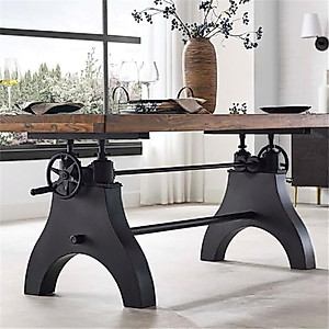 Modway EEI-6149-BLK-NAT Genuine 96" Crank Adjustable Height Dining and Conference Table, Black Natural