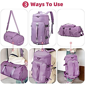 Gym Bag for Women - Sports duffel bag Travel Backpack Waterproof With Shoes Compartment Durable Weekender Overnight Bag(PURPLE)