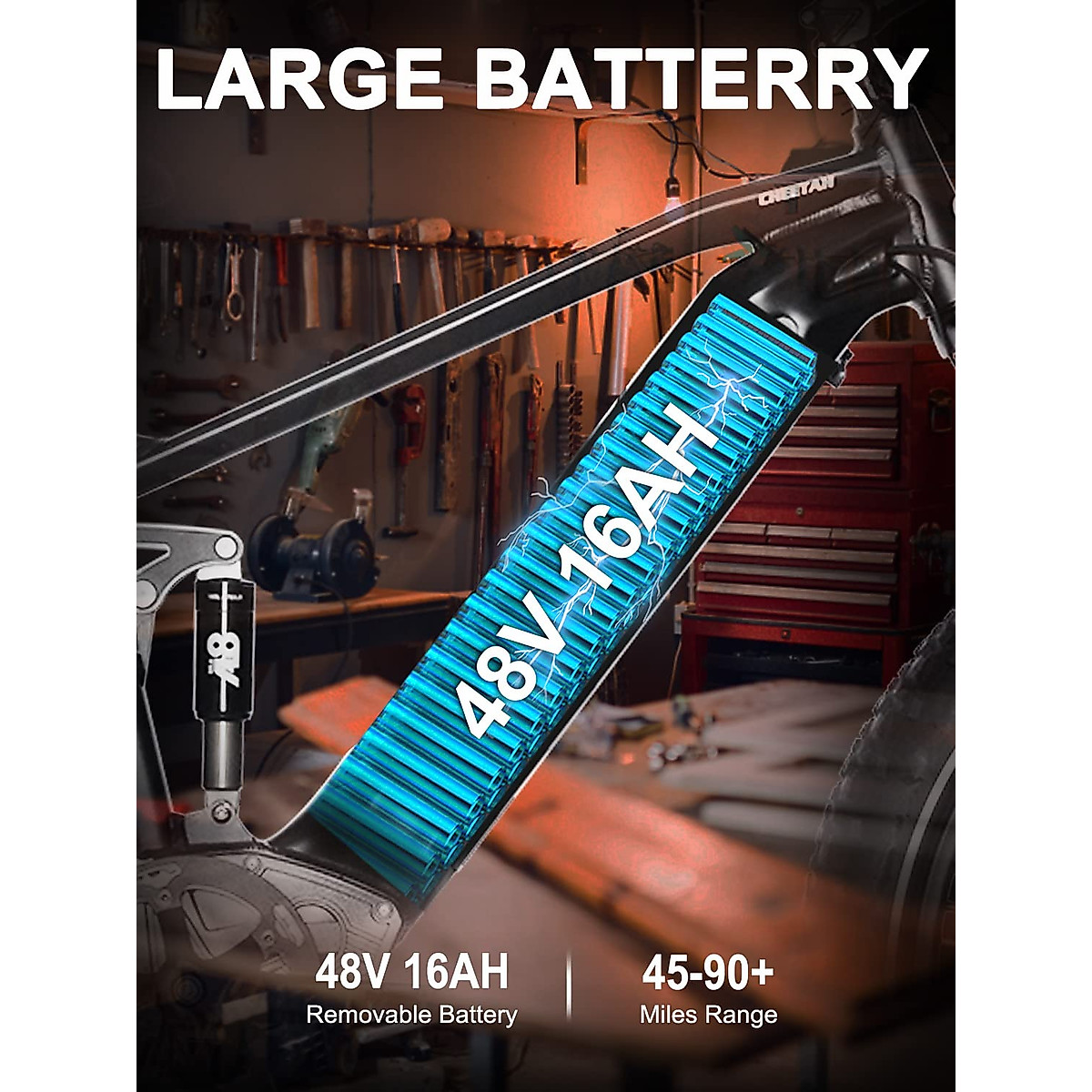 HAOQI Cheetah Electric Bike for Adults Peak 1000W UL 2849 Certified 48V 16AH/25Ah Battery Adult Electric Bicycles 26”*4”Fat Tire Full Suspension 28MPH Mountain Ebike 7 Speed Max 85 Miles Range