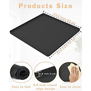 HOUSEASSIST Mini Fridge Silicone Mat with Raised Edges 24" x 24" Water Leakage Moldy and Floor Damage for Elecrical Equipment Such as Washing Machines Dryer Mini Fridge
