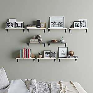 Wallniture Arras 17" Floating Shelves for Living Room Decor, Wall Bookshelf, Floating Shelf for Kitchen & Hallway, Bedroom Shelves for Storage Set of 9, Natural, Wood