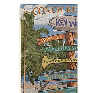 Key West, Florida, Conch Republic, Destinations Sign Birch Wood Wall Sign (10x15 Rustic Home Decor, Ready to Hang Art)