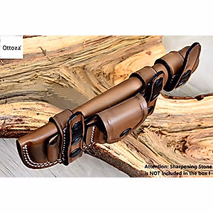 Ottoza Handmade Leather Knife Sheath RIGHT HAND Tracker Knife Sheath - Bushcraft Knife Sheath - Hunting Knife Sheath - Survival Knife Sheath Horizontal Carry Dark Brown TOP GRAIN LEATHER No:37