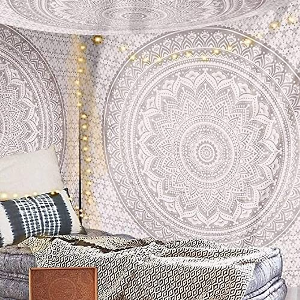Pravik New Launched Tapestry Hippie Mandala Bohemain Wall Hanging - Tapestries Gypsy Hippie Ombre Silver Wall Decor Indian Ombre Silver Boho Dorm Room Decorative Accessories 30 x 40 Inch