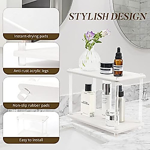 ACWOWO 2-Tier Instant Dry Bathroom Organizer Countertop, Kitchen Counter Shelf Organizer, Diatomaceous Earth Perfume Vanity Skincare Organizers Tray