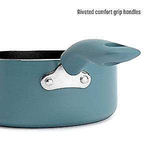 Goodful Cookware Set with Premium Non-Stick Coating, Dishwasher Safe Pots and Pans, Tempered Glass Steam Vented Lids, Stainless Steel Steamer, and Bamboo Cooking Utensils Set, 12-Piece, Turquoise