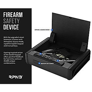 RPNB Gun Safe,California DOJ Certified,Quick-Access Pistol Safe for Multiple Handguns with Biometric Fingerprint Lock