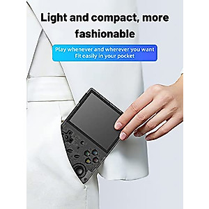 RG353V Handheld Game Console 3.5 Inch IPS Screen 640*480 High Resolution CPU RK3566 Quad-Core OS Android 11, Linux 2G/64G+16G 3200mAh Battery(Black Transparent)