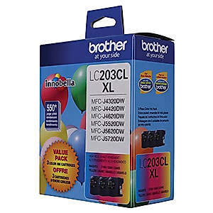 Brother Genuine High Yield Color Ink Cartridge, LC2033PKS, Replacement Color Ink Three Pack, Includes 1 Cartridge Each of Cyan, Magenta & Yellow, Page Yield Up To 550 Pages, Amazon Dash Replenishment Cartridge, LC203