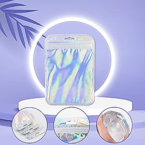 200 Pieces Rainbow Bags, Reusable Foil Pouch Packaging Bags Double-Sided Zipper Lock Bag Mylar Bags Seal Bag for Household Food Storage Jewelry Packaging (4.1 * 5.9in)